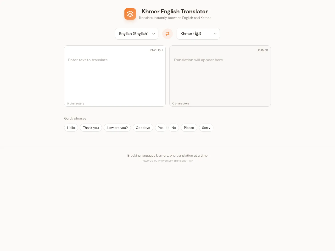 Khmer English Translator