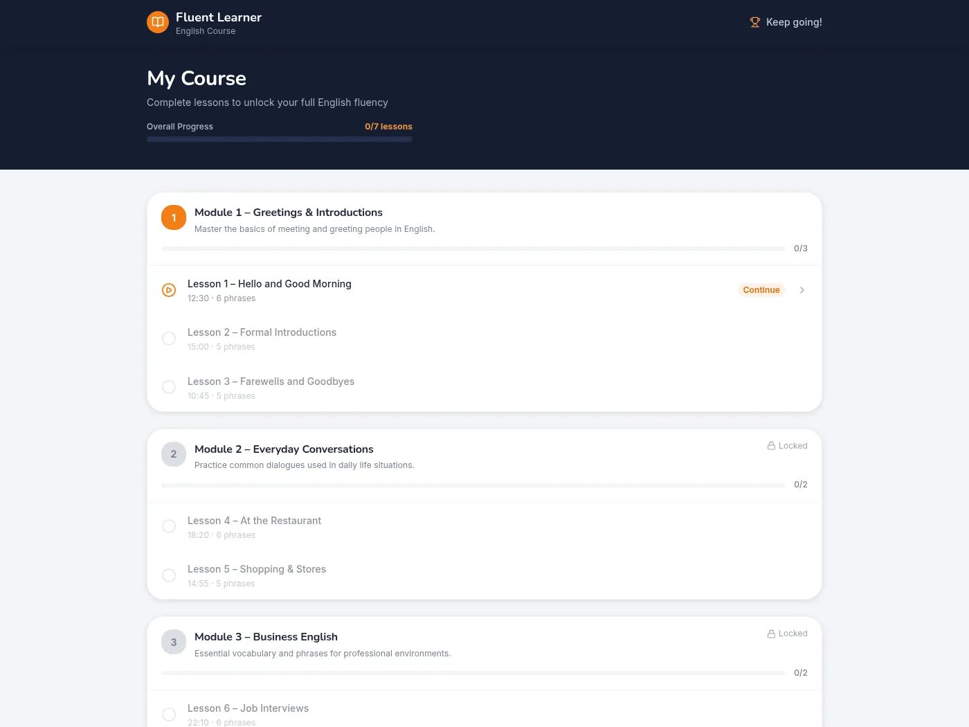 Fluent Learner Platform