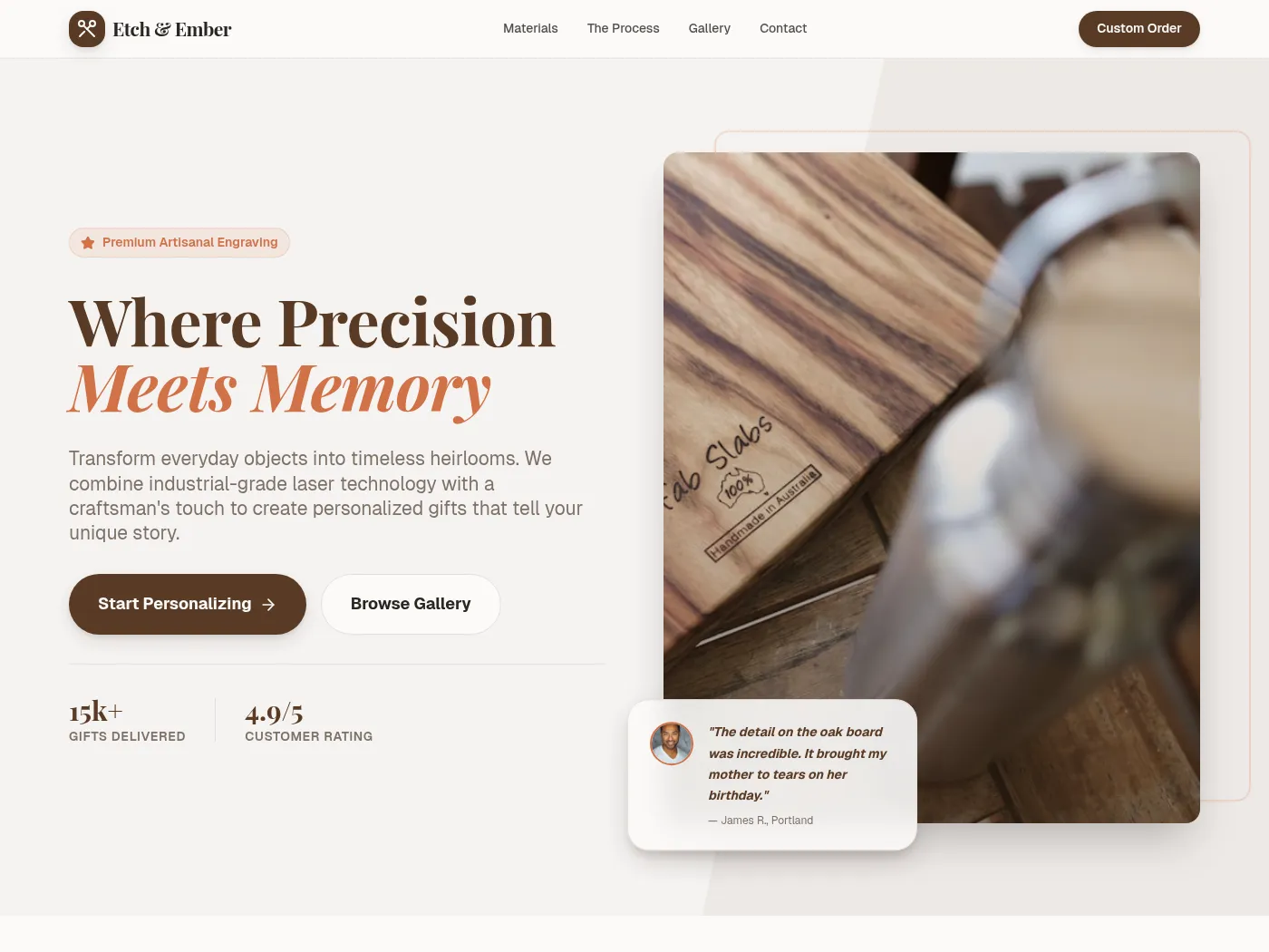 Engraved Gifts Landing Page