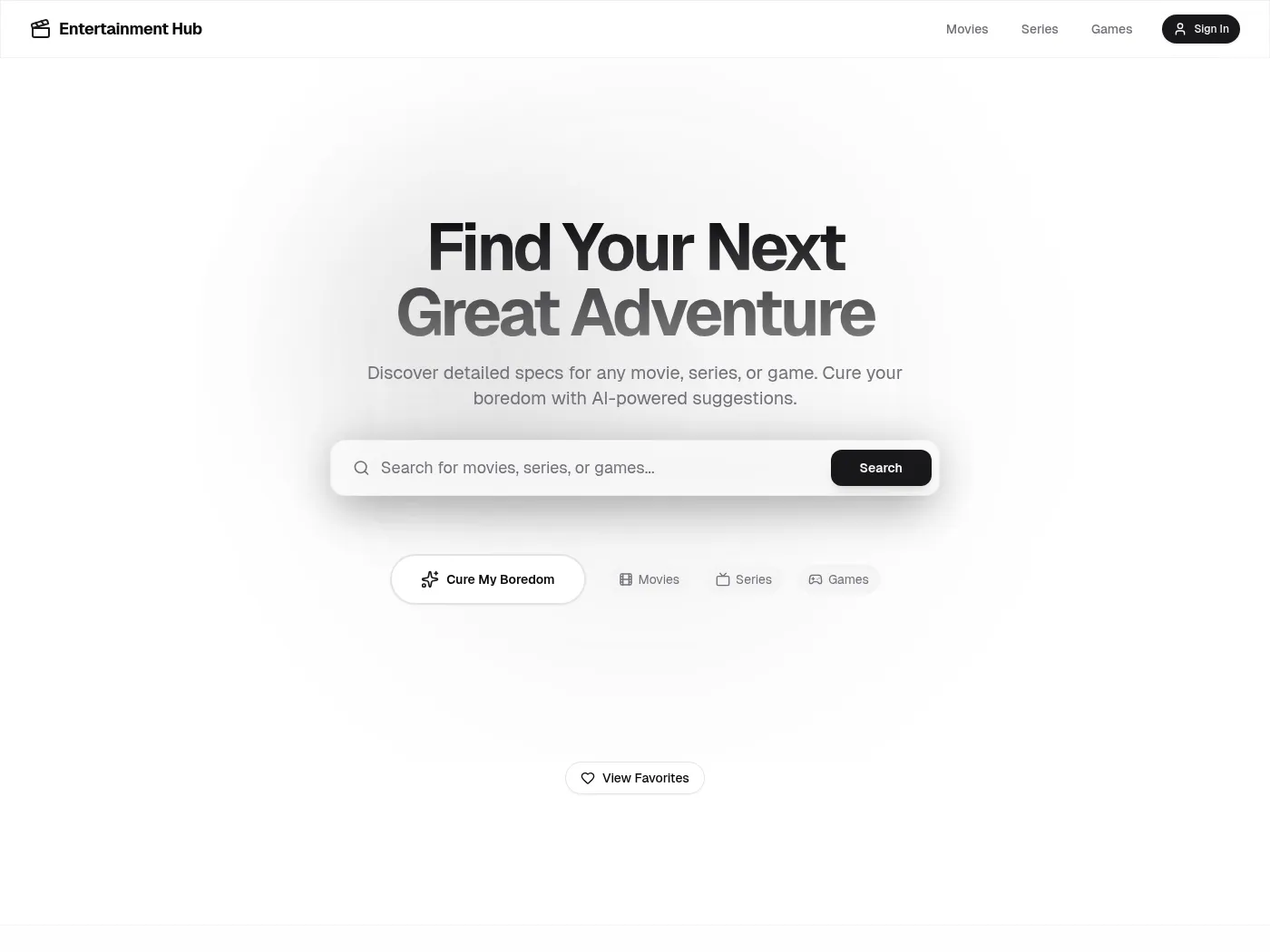 Entertainment Finder Hub