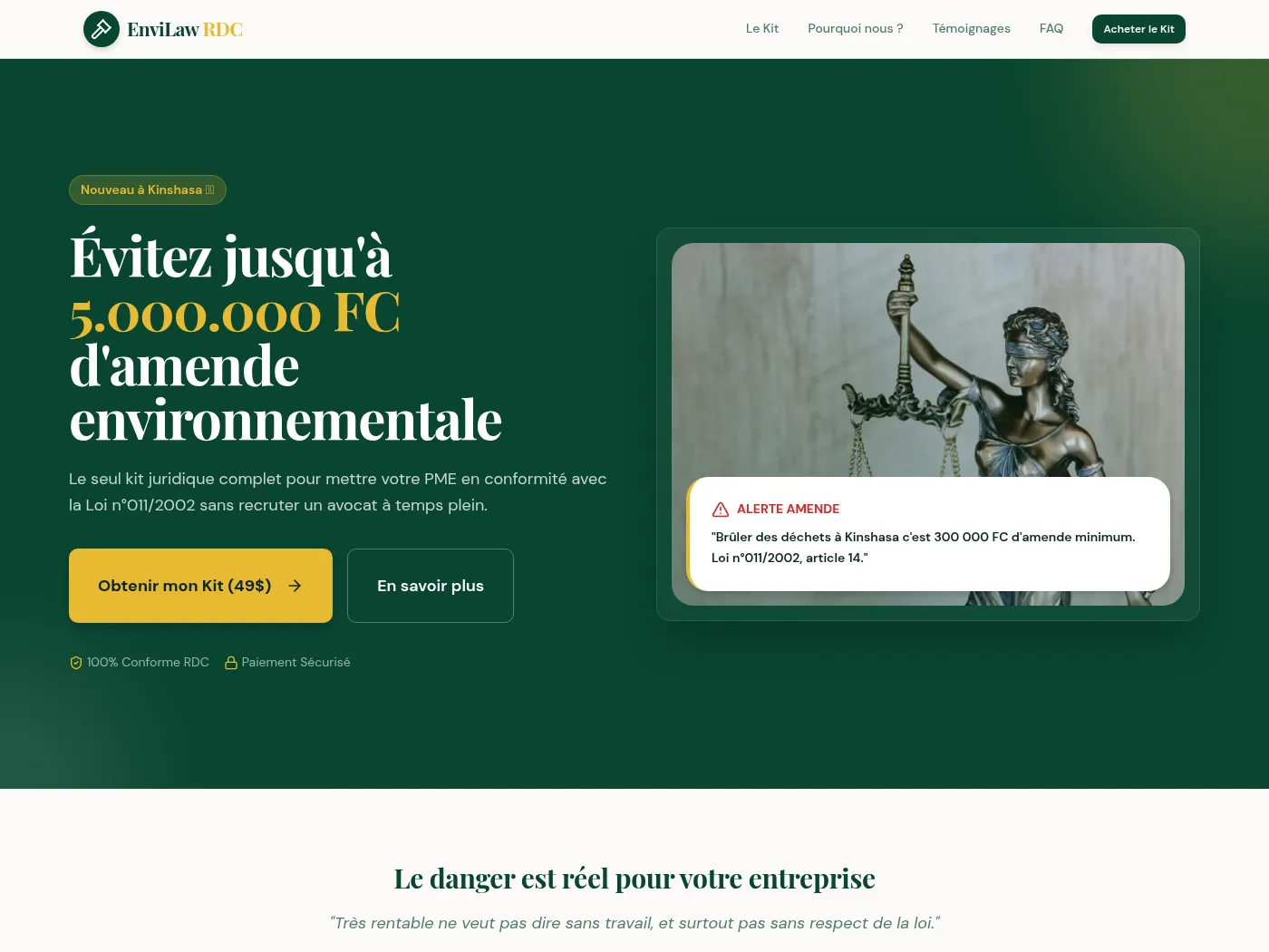 EnviLaw RDC Landing Page