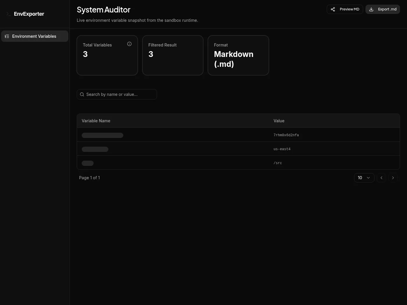 EnvVar Markdown Exporter