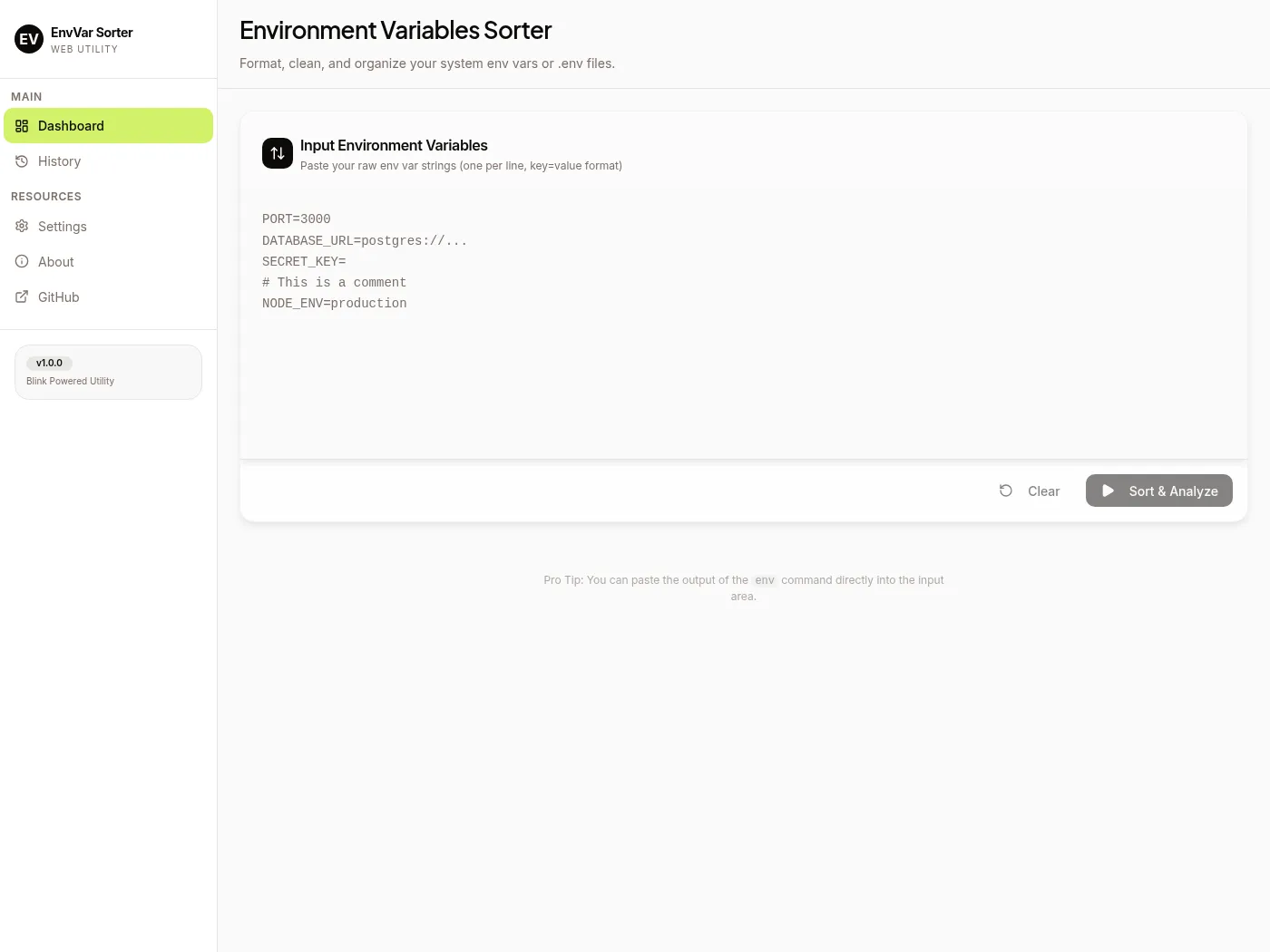 EnvVar Sorter
