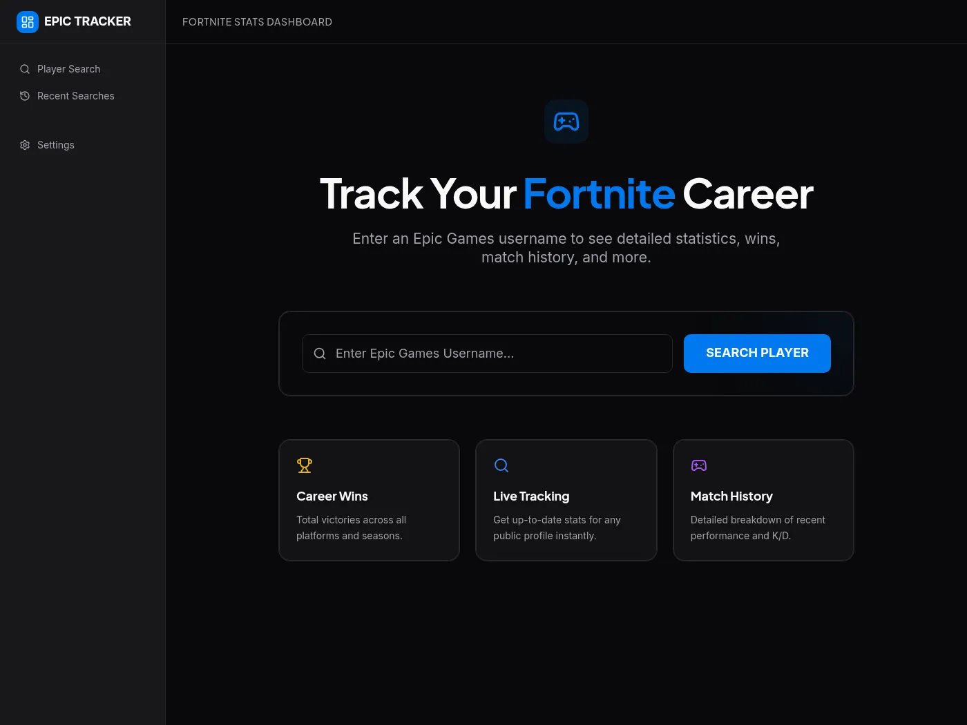 Epic Games Dashboard