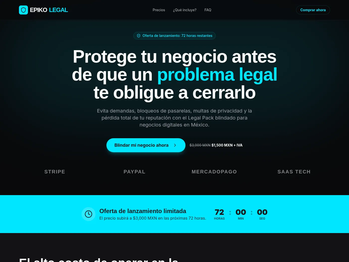 Epiko Legal Pack Landing