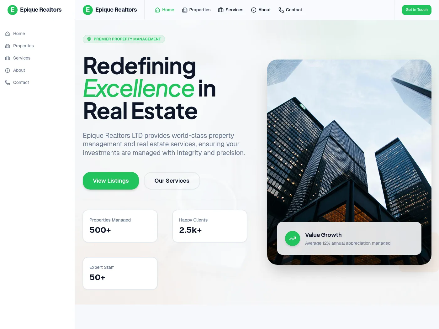 Epique Realtors Website