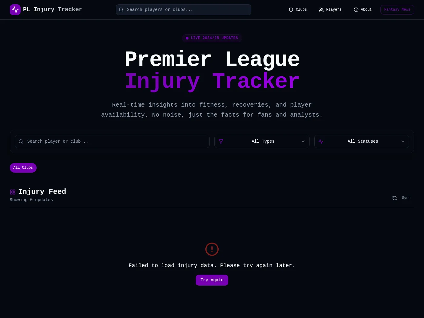 EPL Injury Tracker