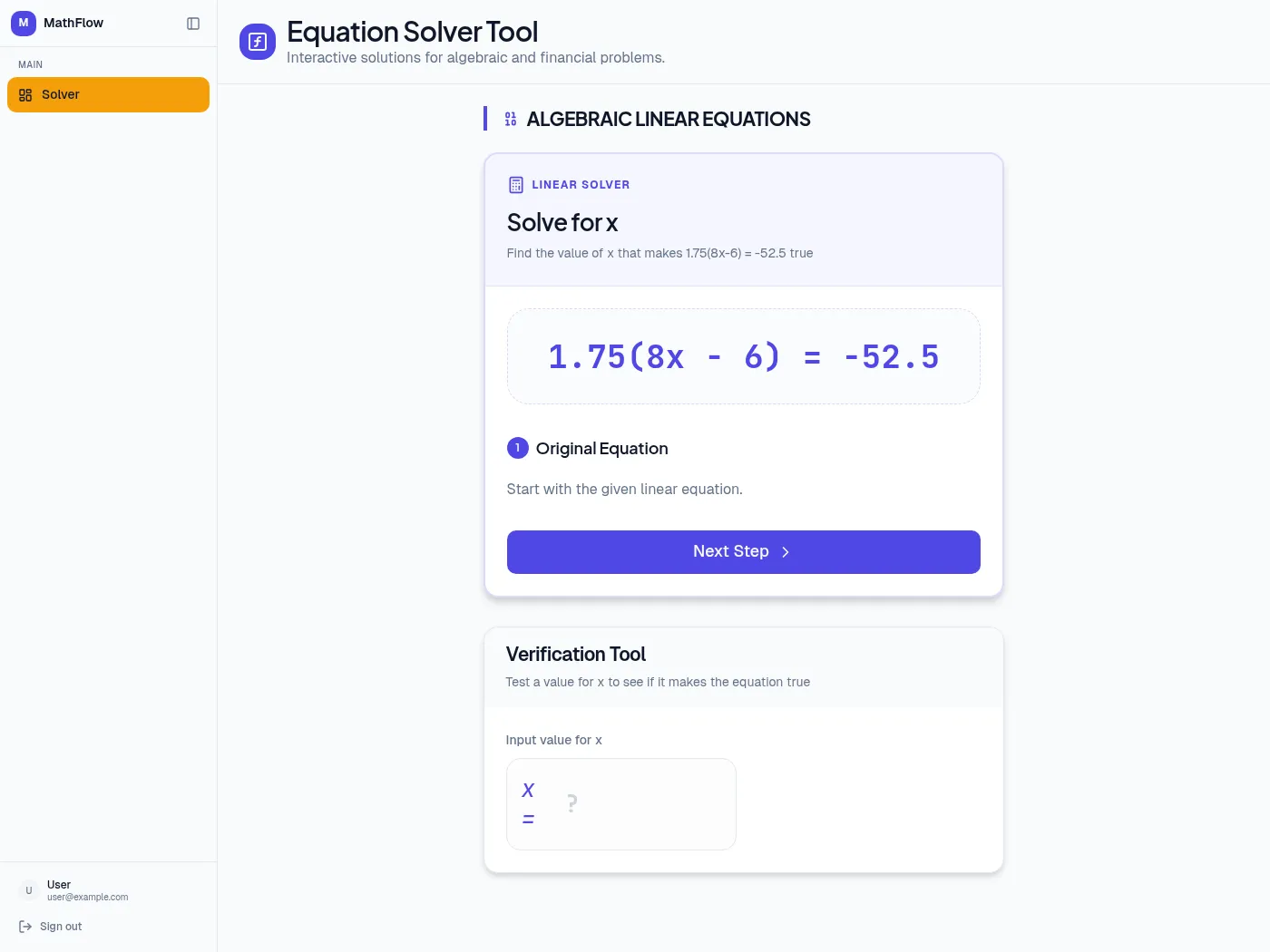 Equation Solver Tool