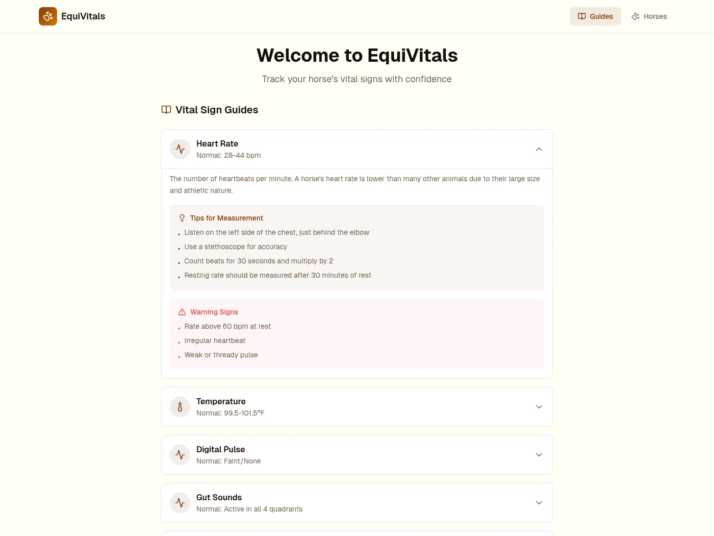 EquiVitals Tracker