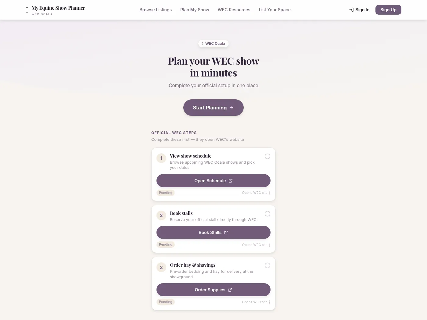 Equine Show Planner