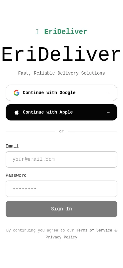 EriDeliver Mobile App