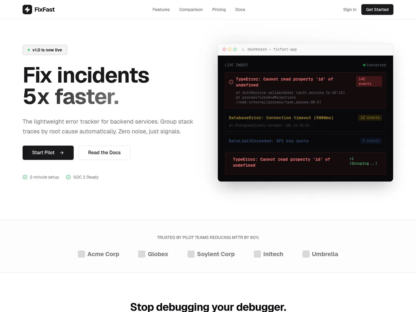 FixFast Error Tracker Launch