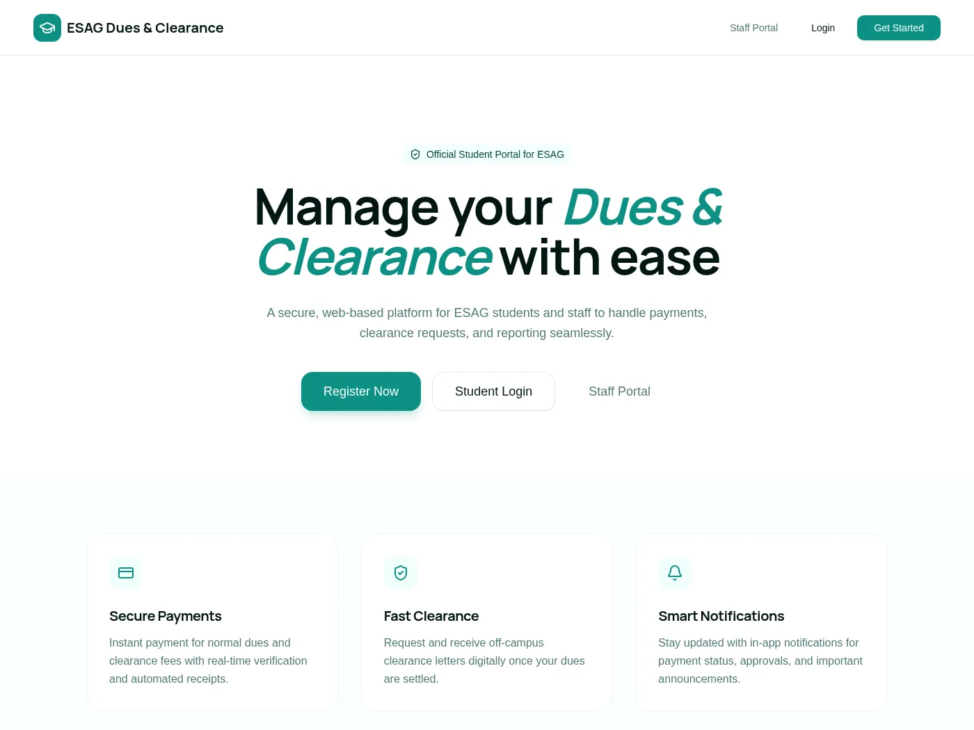 ESAG Dues & Clearance Portal
