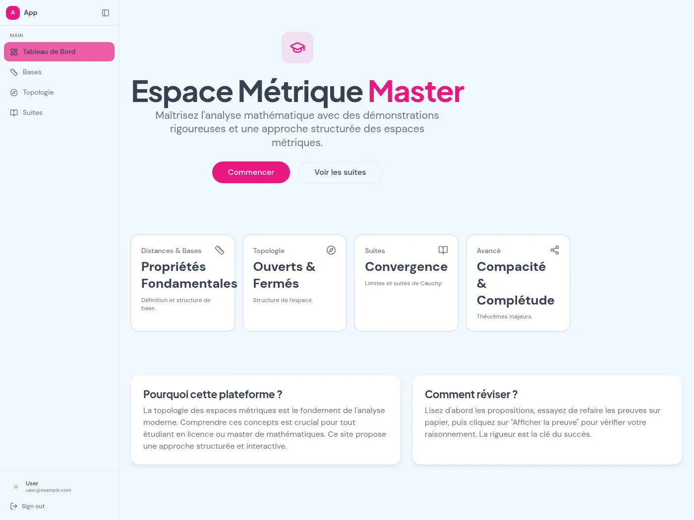 Espace Métrique Master