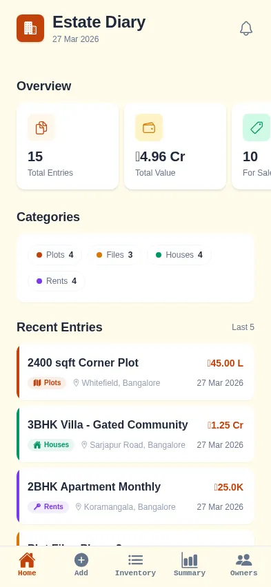 Estate Diary Tracker