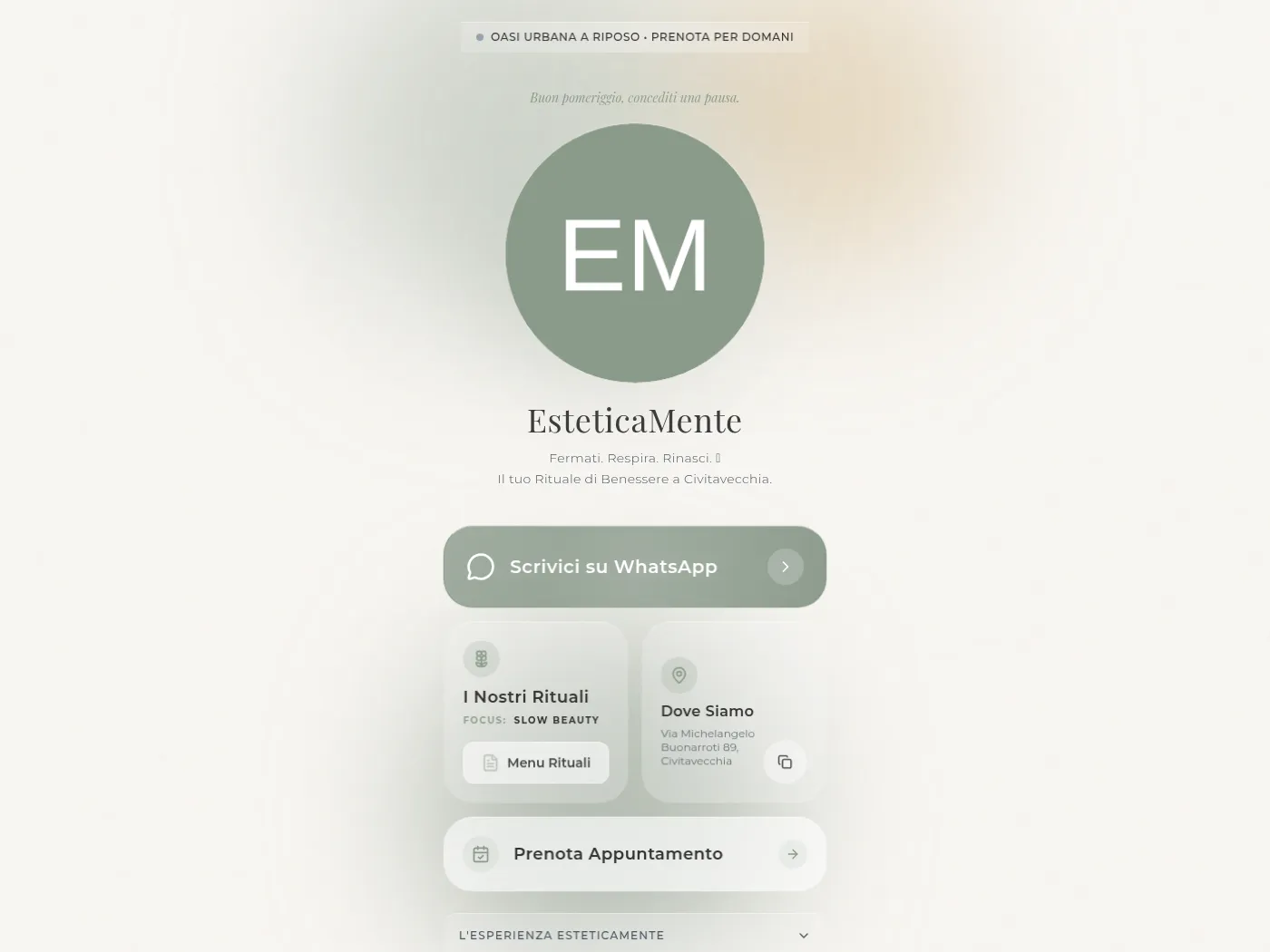 EsteticaMente Oasis UI