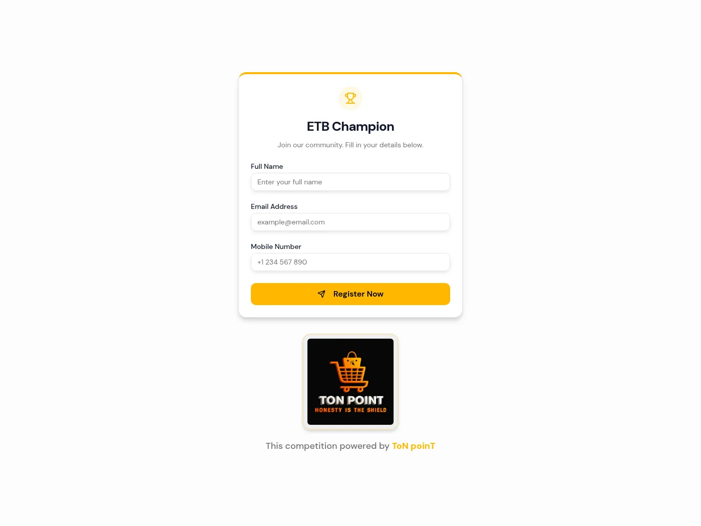 ETB Champion Registration