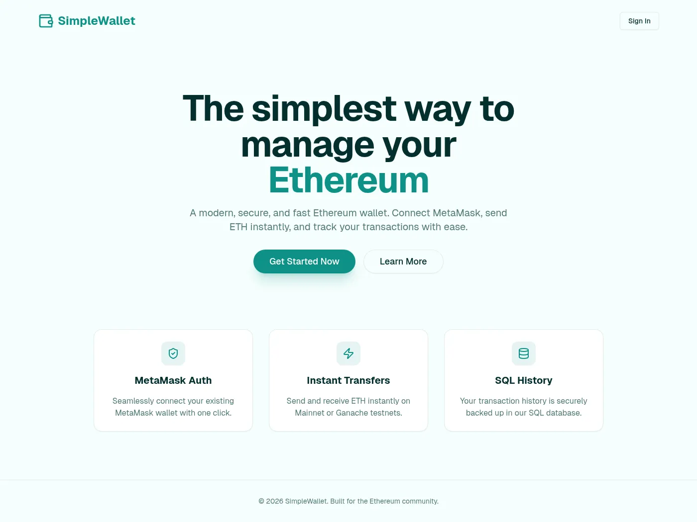 Simple ETH Wallet UI