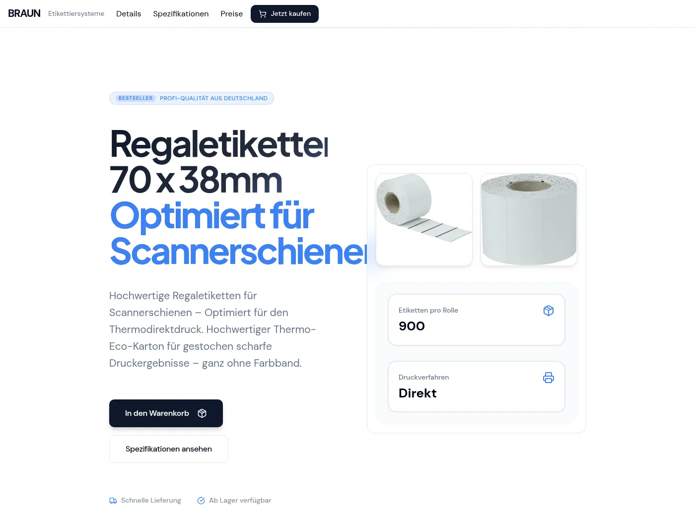 Regaletiketten Landing Page