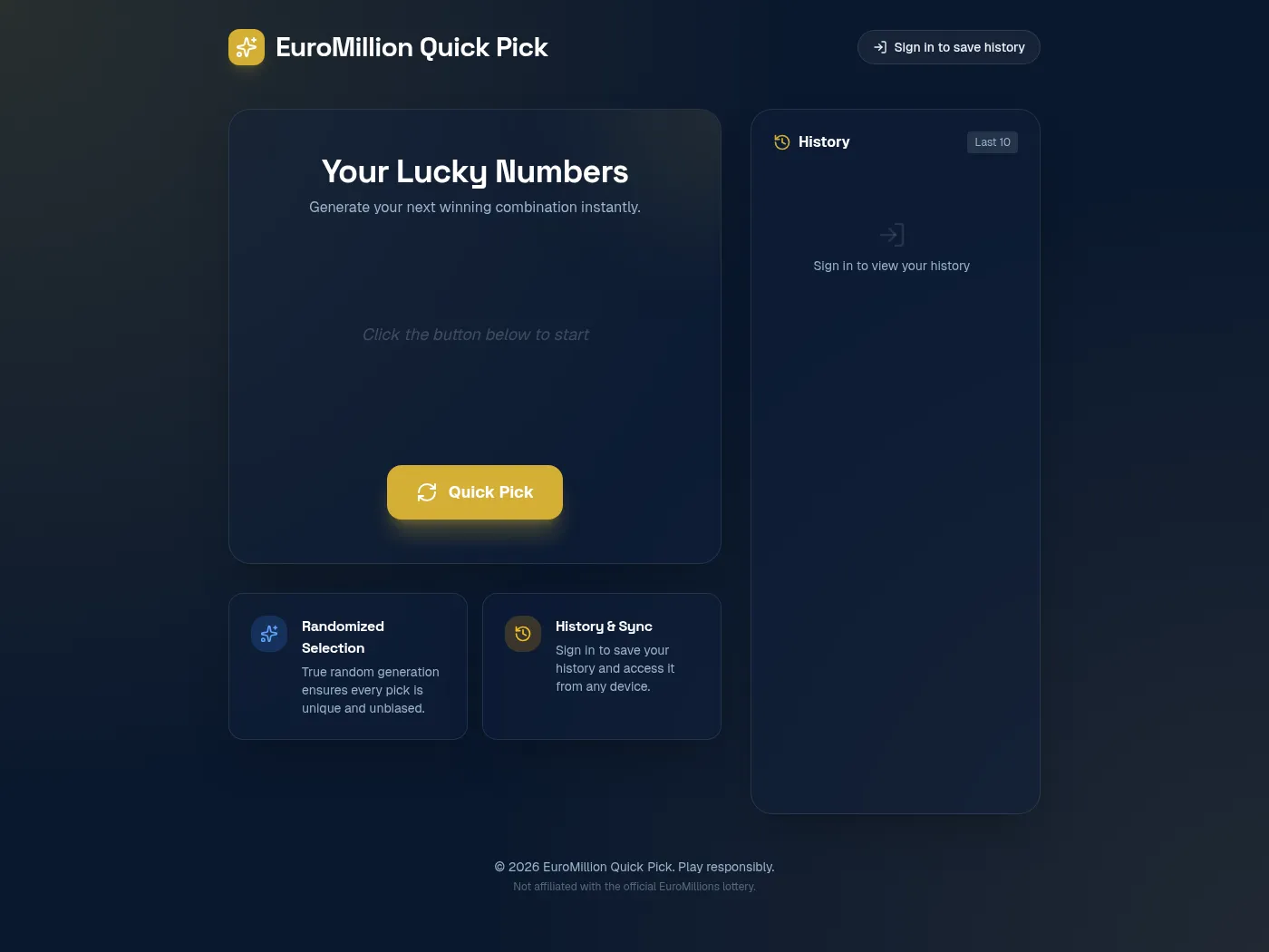 EuroMillion Quick Pick