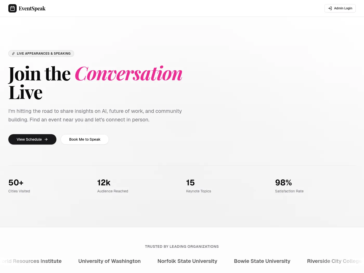 EventSpeak Calendar Landing