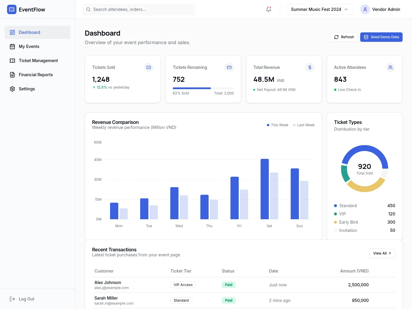 Event Vendor Dashboard