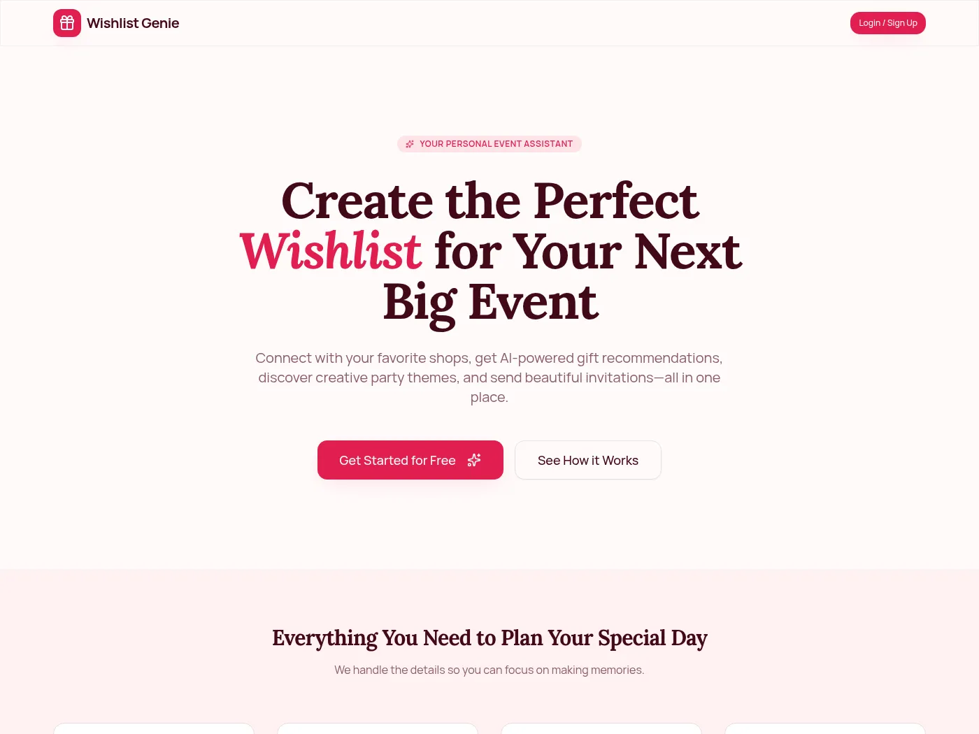Event Wishlist Genie