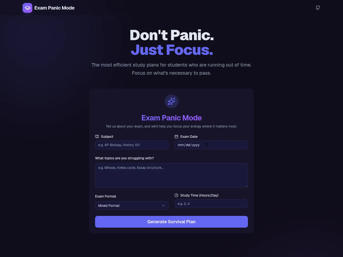 Exam Panic Mode