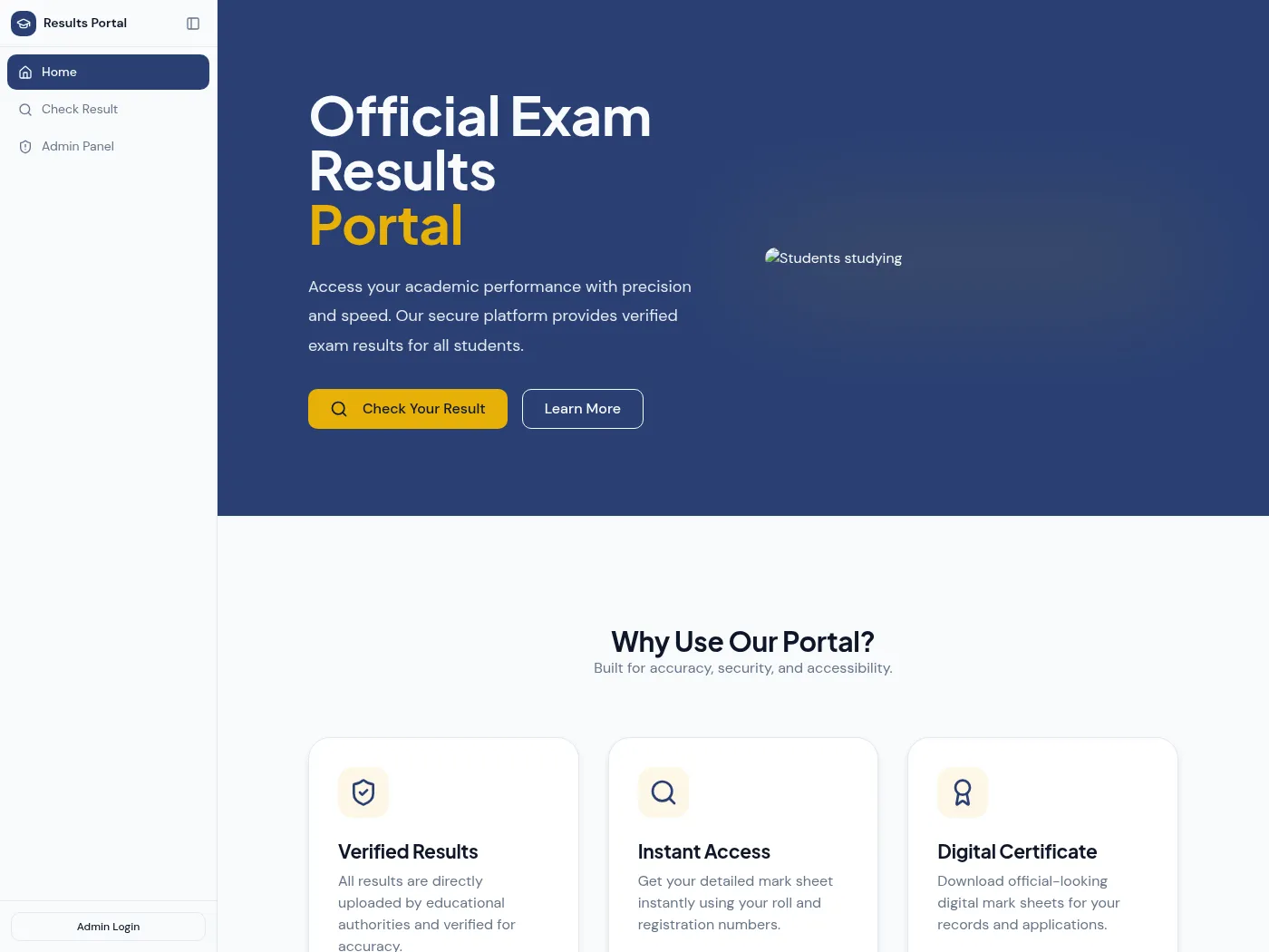 Exam Results Portal