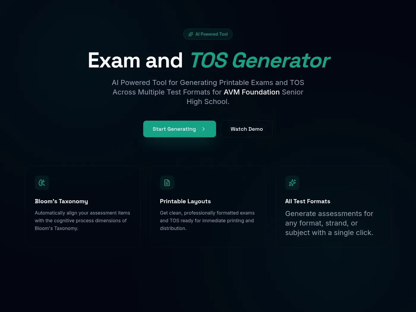 Exam & TOS Generator