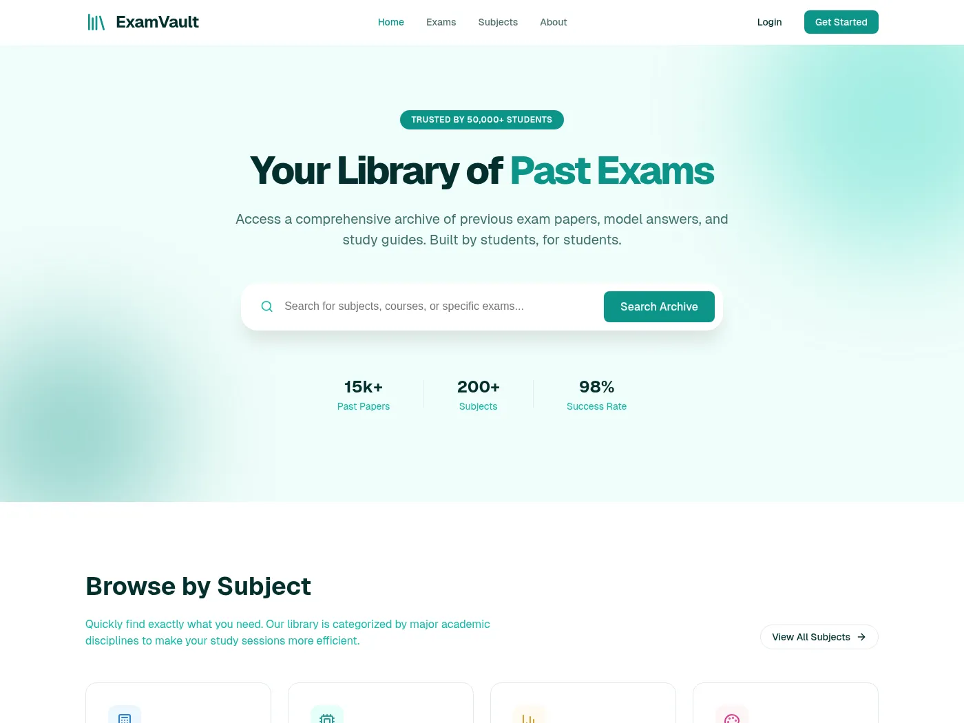 ExamVault Library Site