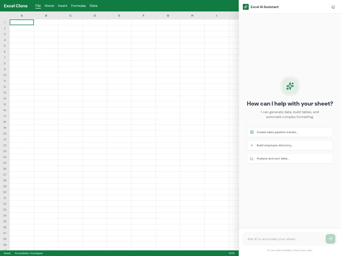React Excel Clone