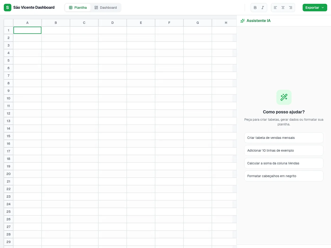 Excel Dashboard Shell