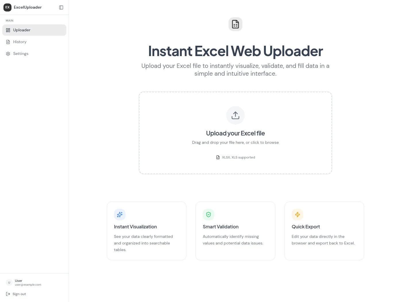 Instant Excel Web Uploader