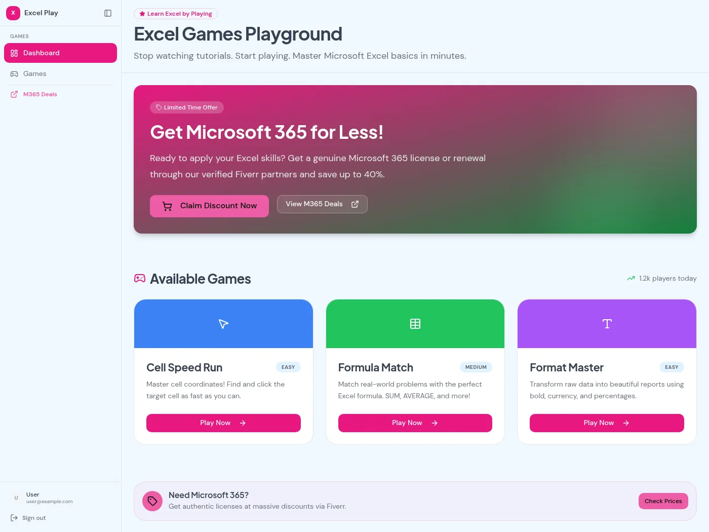 Excel Games Playground
