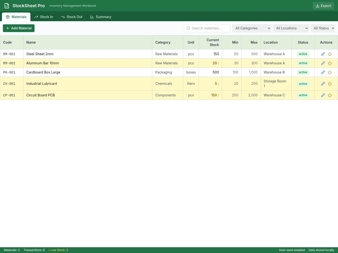 StockSheet Pro
