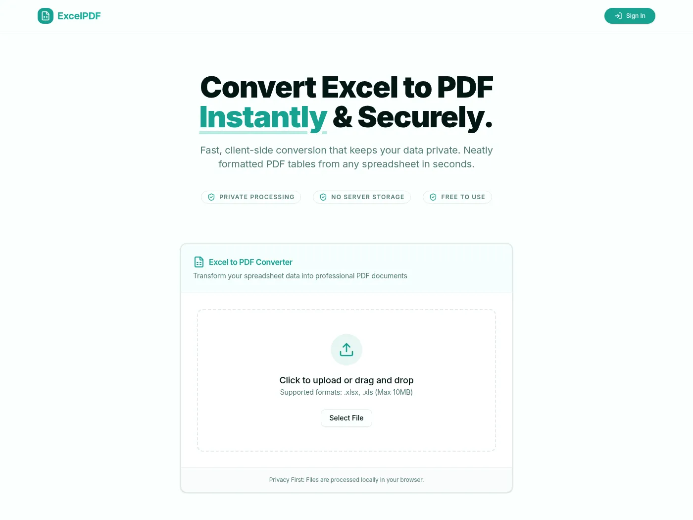 Excel to PDF App
