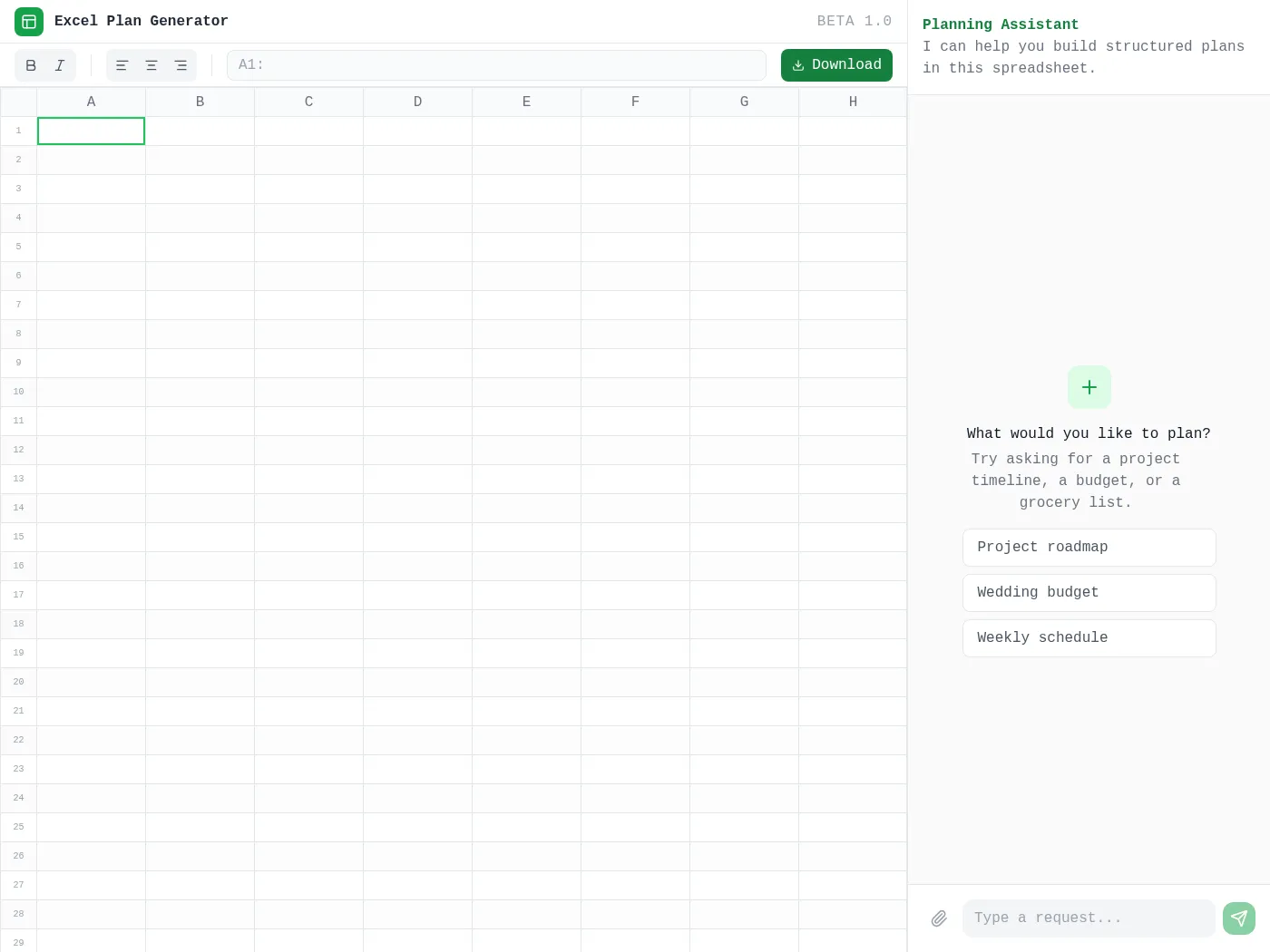 Excel Planning Assistant