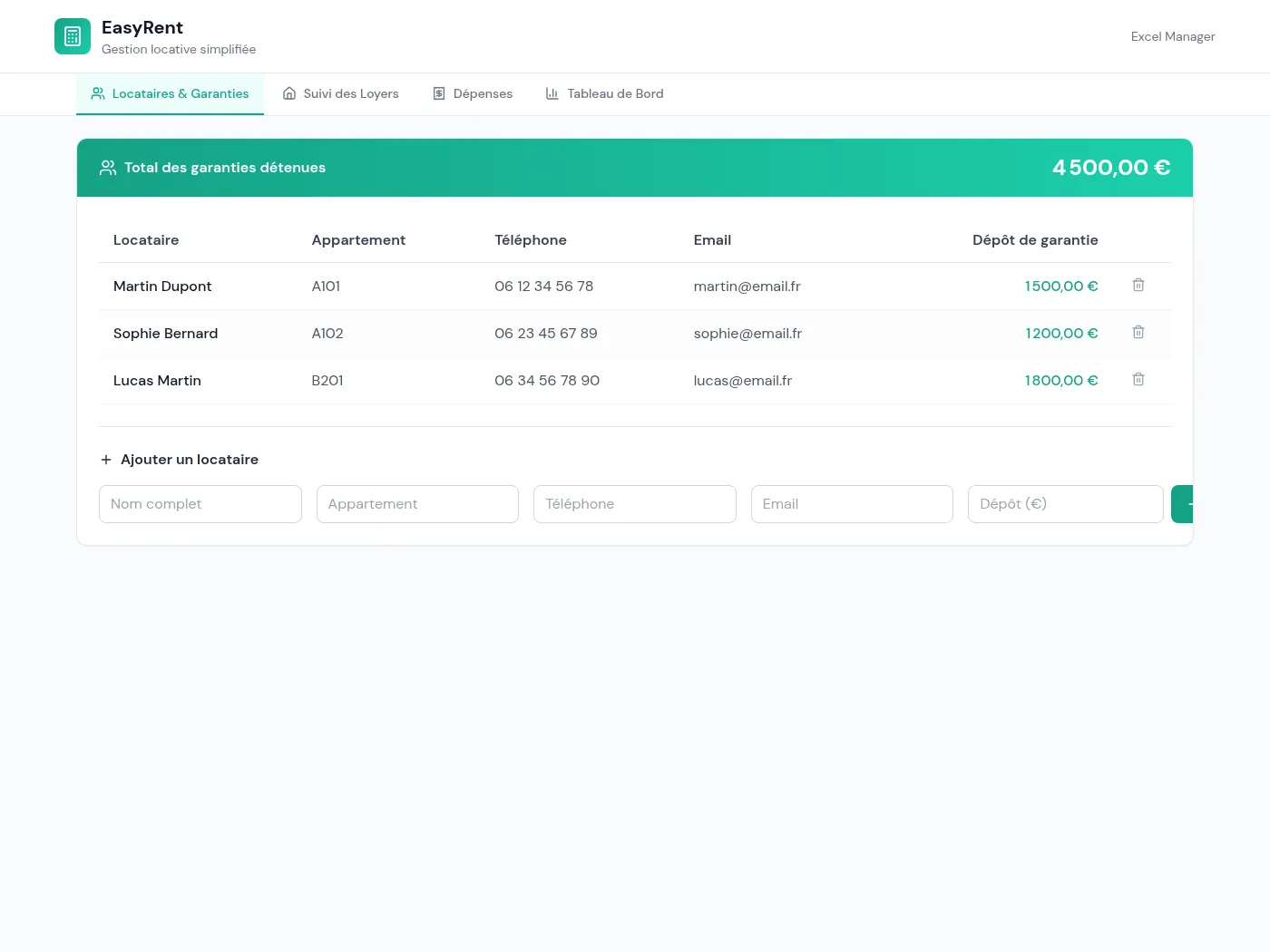 EasyRent Excel Manager