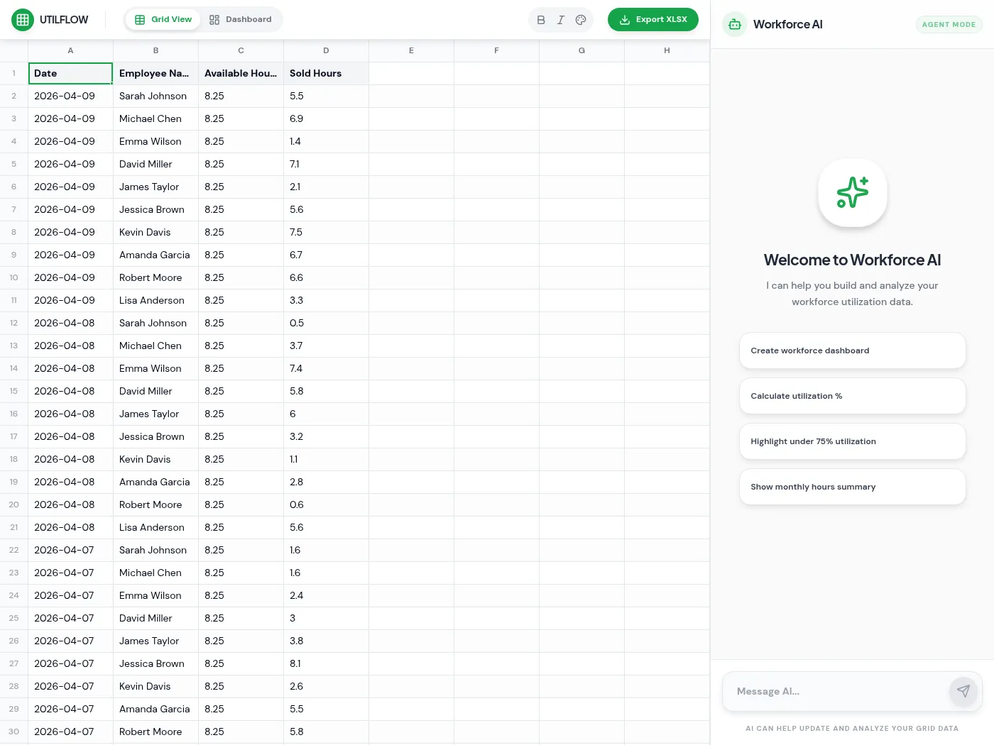 Excel Utilization Dashboard