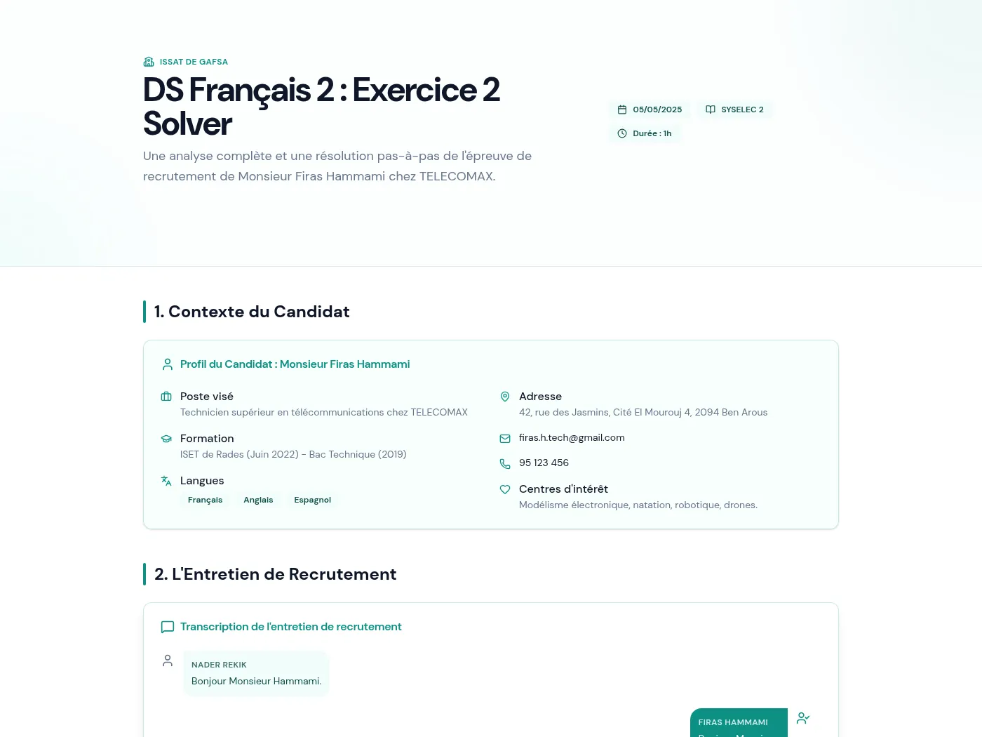 Exercice Solver