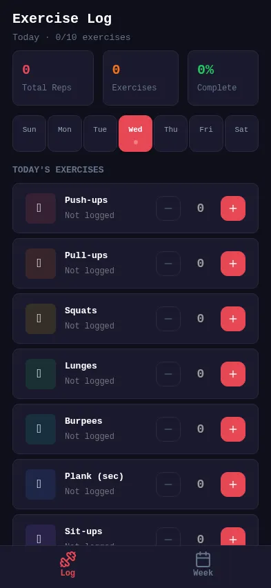 Weekly Exercise Logger