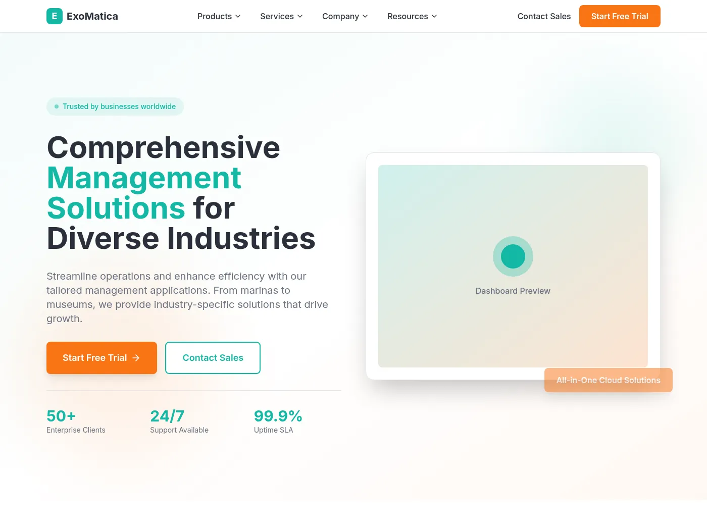 Exomatica Landing Page