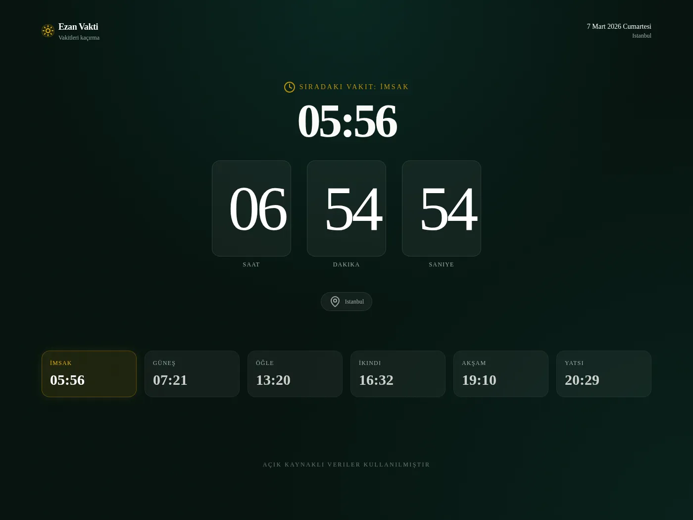 Ezan Vakti Timer