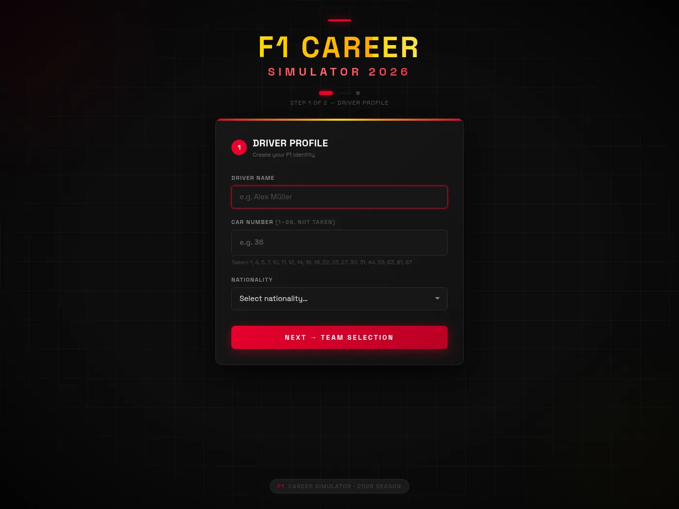 F1 Career Simulator