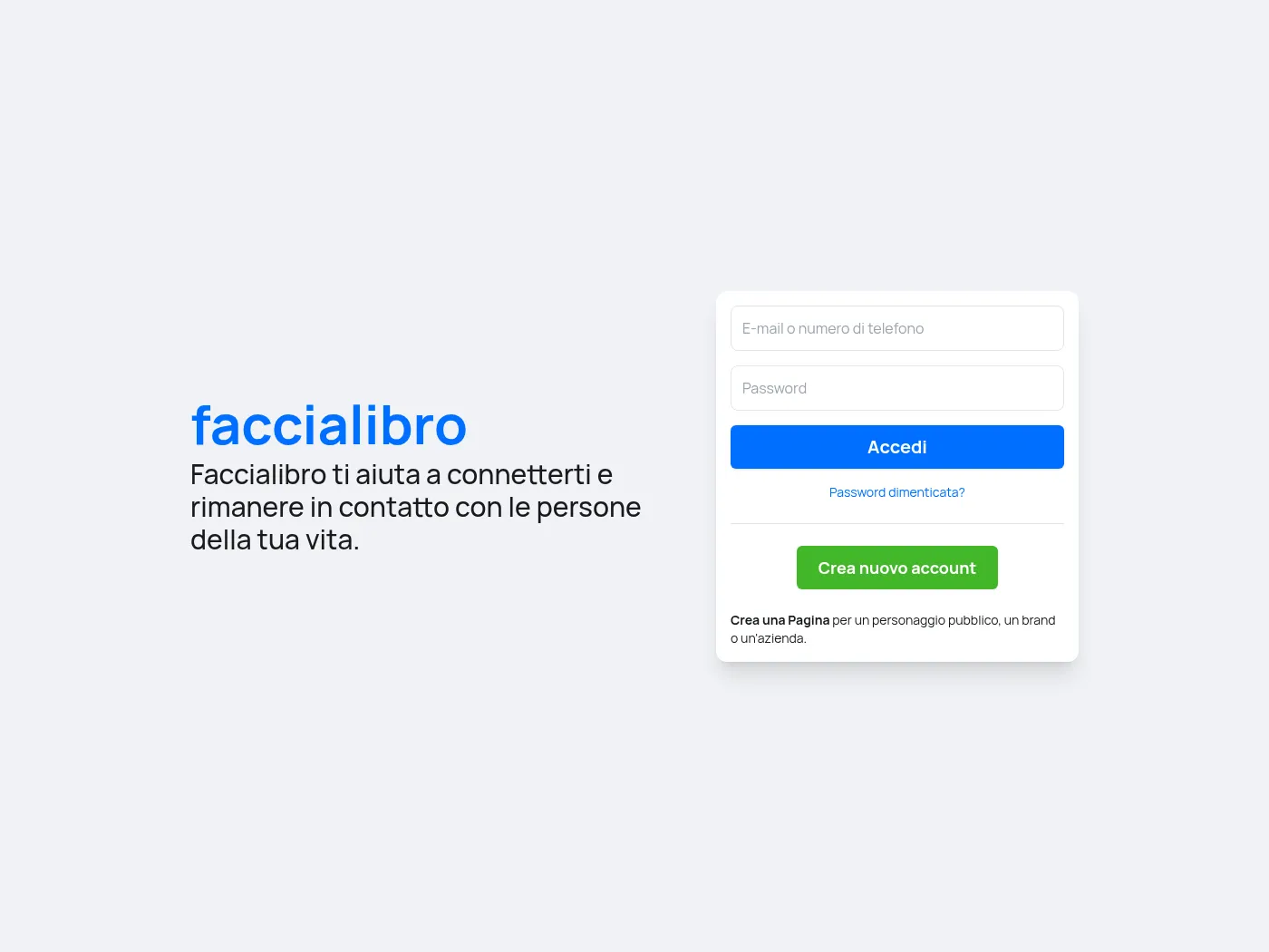 Faccialibro Social Clone