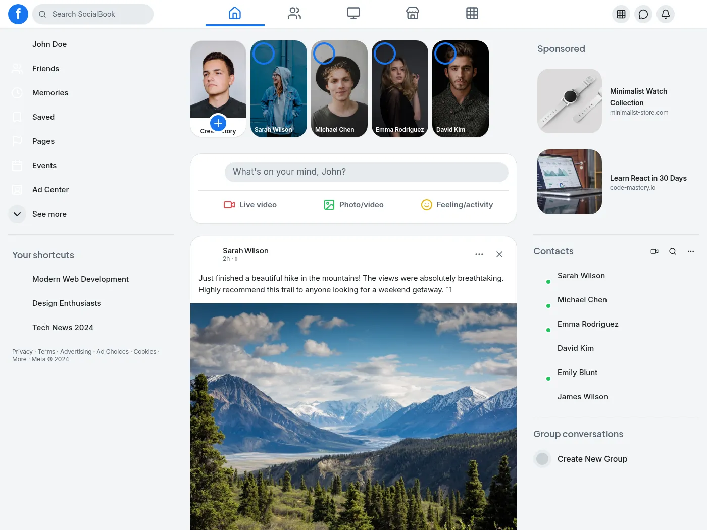 SocialBook Web Clone