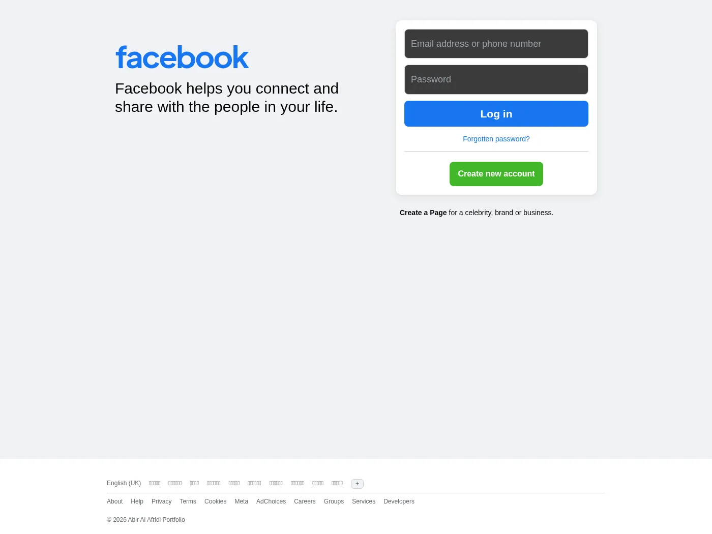 Facebook Portfolio Clone