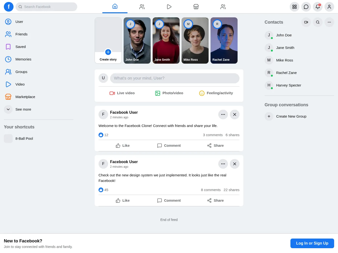 Facebook Web Clone