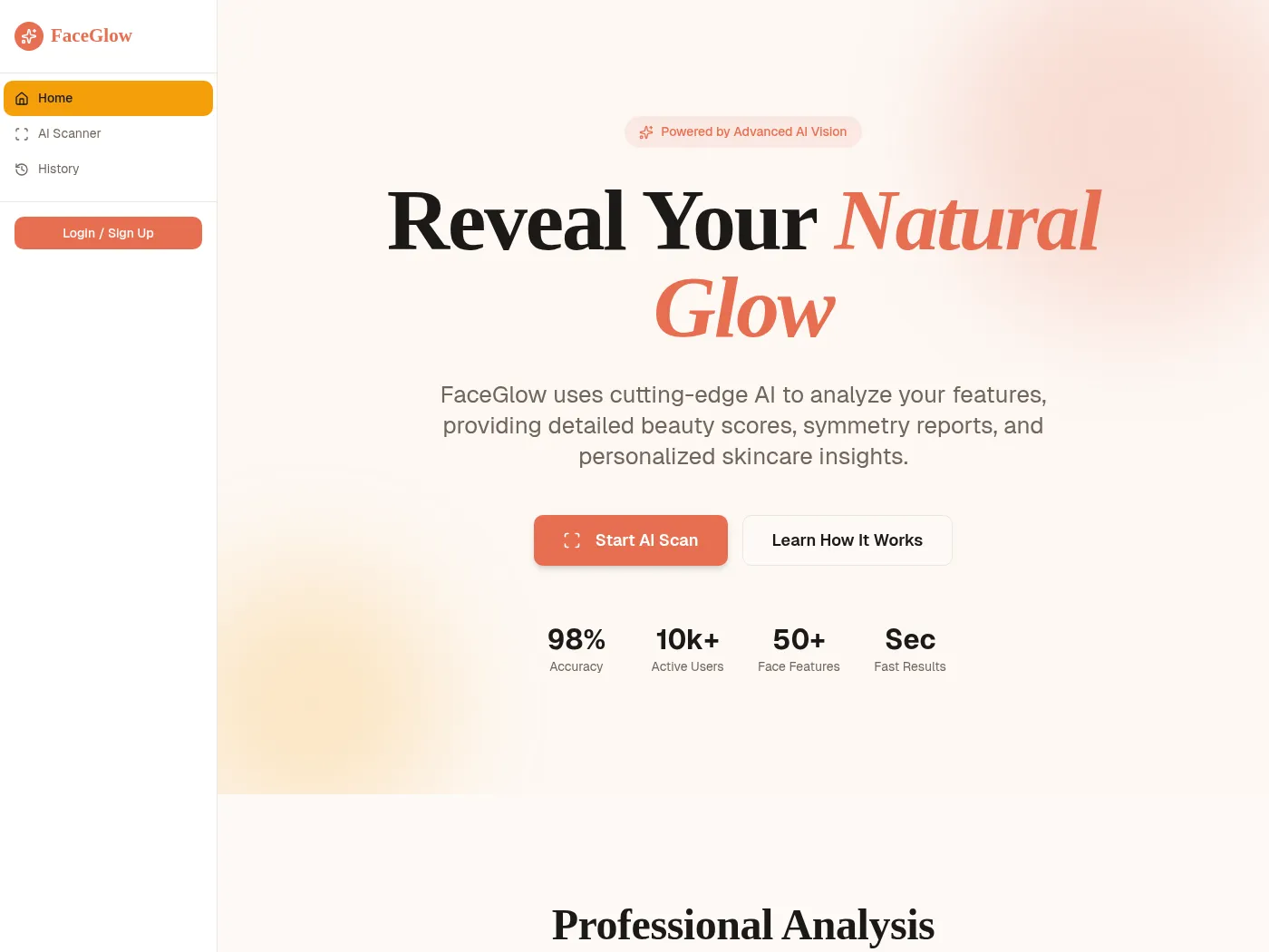 FaceGlow AI Scanner